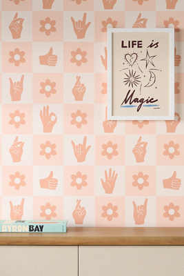 Retro Hand Signs Wallpaper | AnthroHome