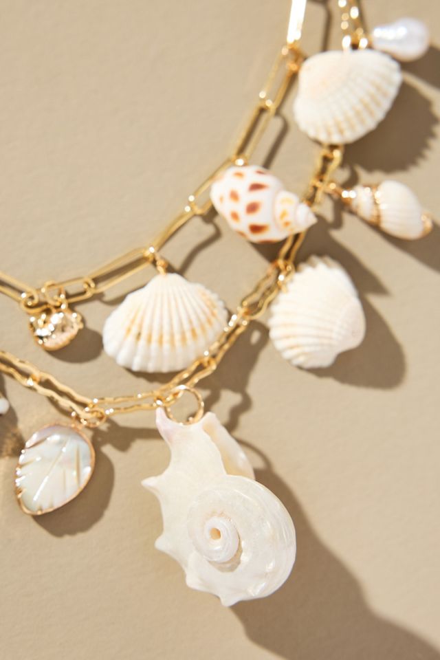 Summer Shell Icon Layered Charm Necklace | Anthropologie