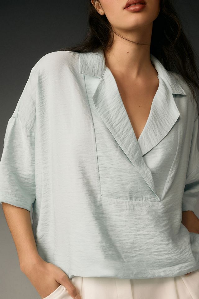 Dylon Short-Sleeve Wide Placket Top | Anthropologie