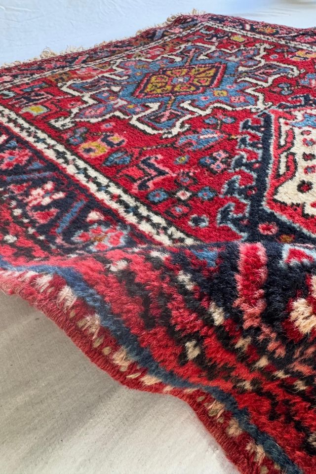 Blue Parakeet Rugs Antique Persian Scatter Rug No. 2434 | AnthroHome