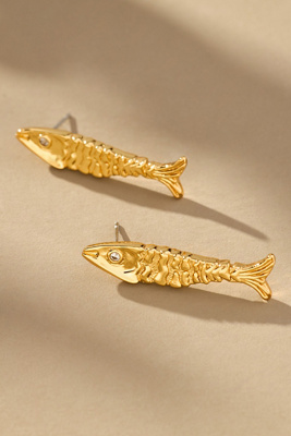 Frasier Sterling Offshore Fish Post Earrings | Anthropologie