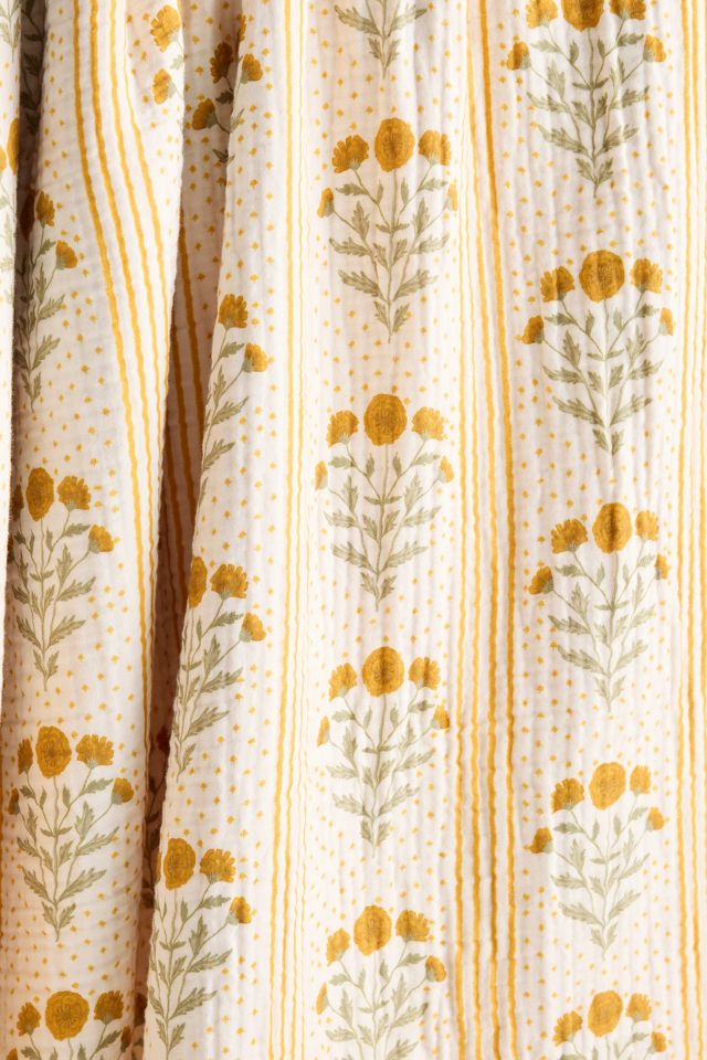 Gauze Cotton Sherpa Floral Printed Throw Blanket | AnthroHome