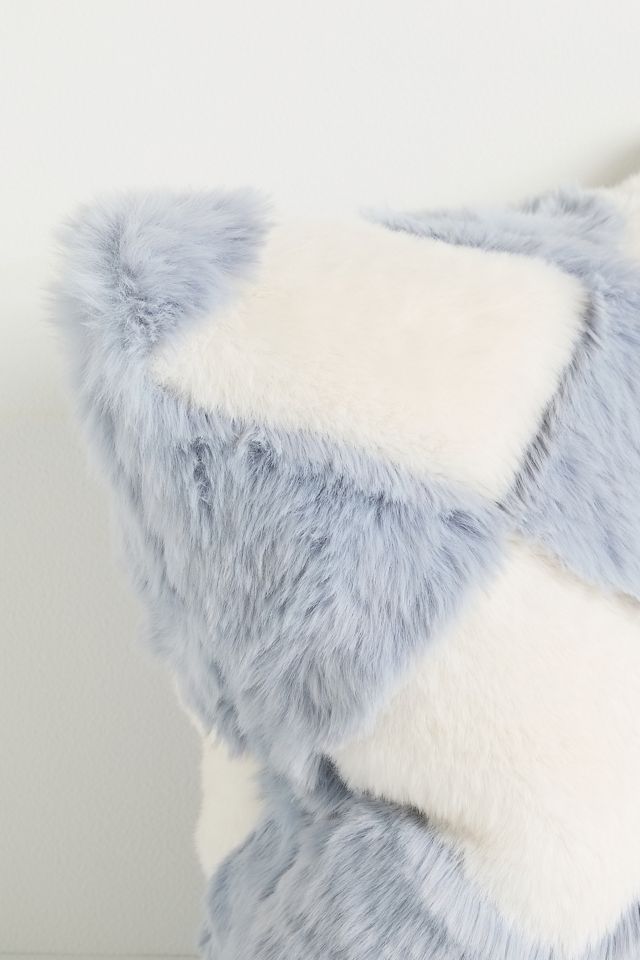 Chella Checkered Faux-Fur Pillow | Anthropologie UK