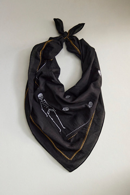 Embroidered Skeleton Bandana | Anthropologie