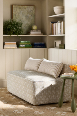 Magnolia Linen-Blend Printed Dining Bench | AnthroHome