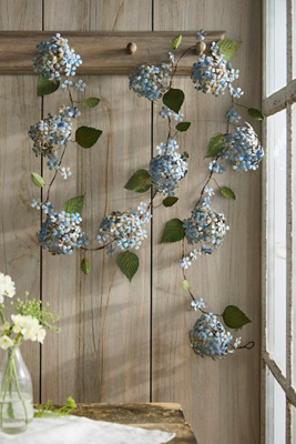Blue Hydrangea Iron Garland | Anthropologie