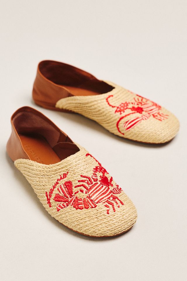 Farm Rio Lobster Raffia Flats | Anthropologie