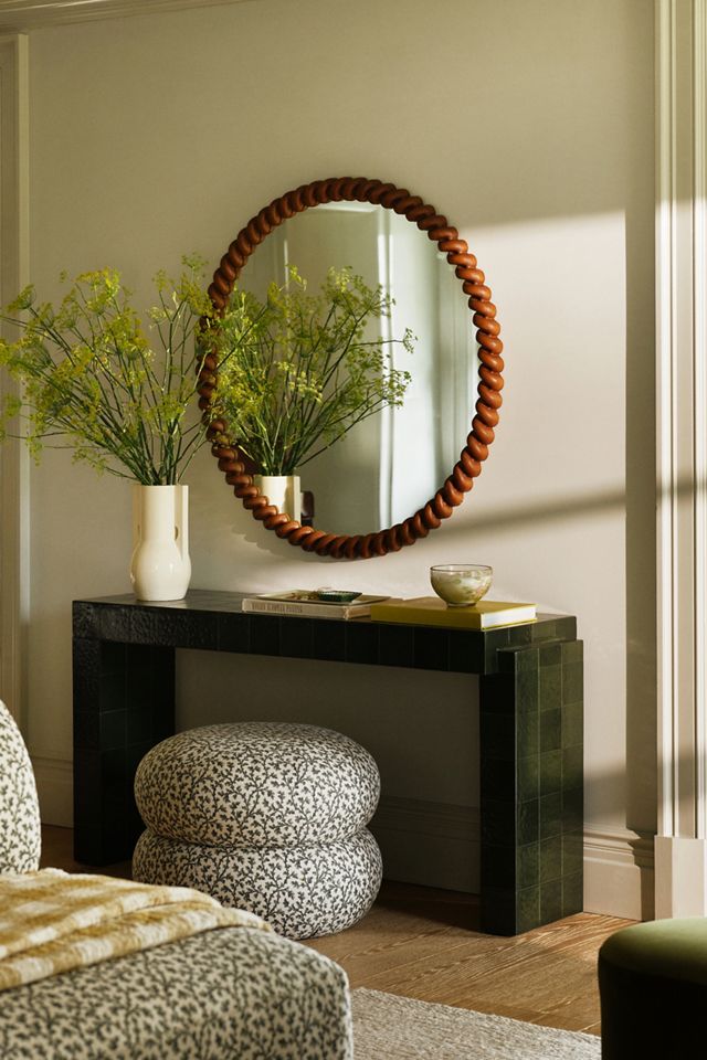 San Marco Braided Wood Finish Round Wall Mirror | AnthroHome