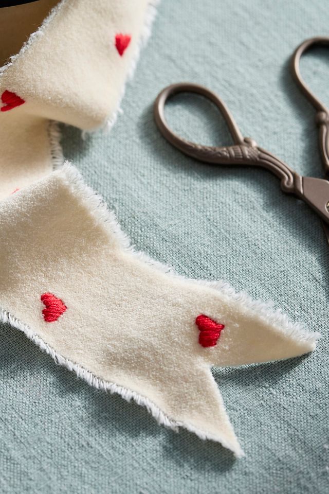 Embroidered Hearts Cotton Ribbon | Terrain