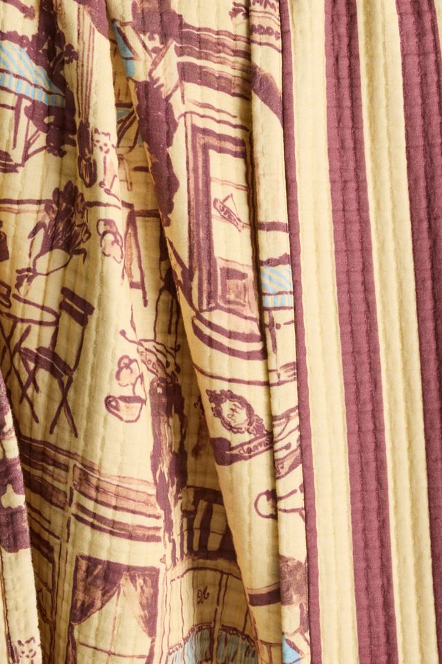 Damson Madder Two-Way Printed Woven Cotton Quilted Throw Blanket ...