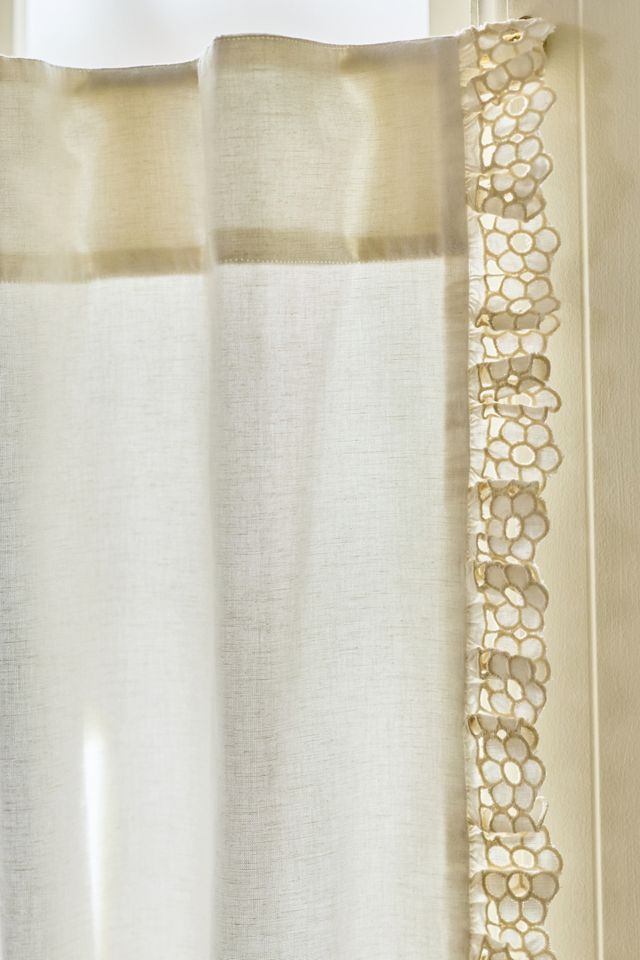 Cotton Embroidered Floral Edge Cafe Curtains, Set of 2 | Anthropologie UK