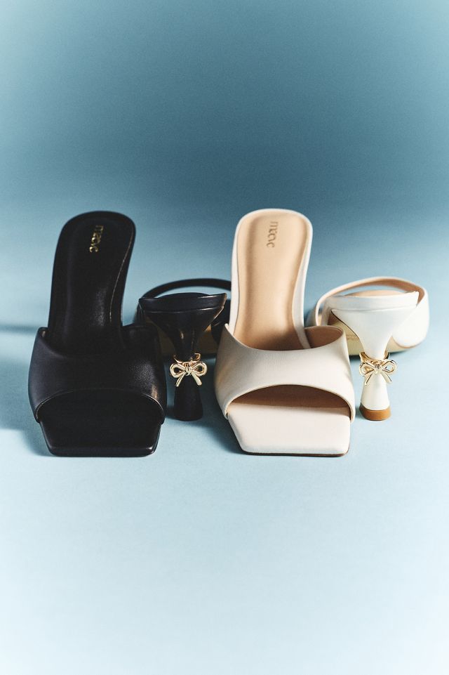 Maeve Metal Bow Open-Toe Mule Heels | Anthropologie