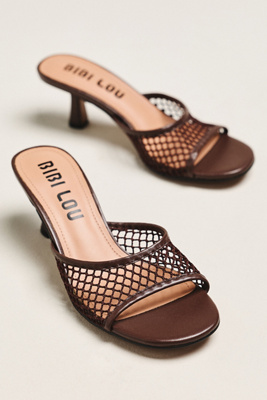 Bibi Lou Mesh Open-Toe Mule Heels | Anthropologie