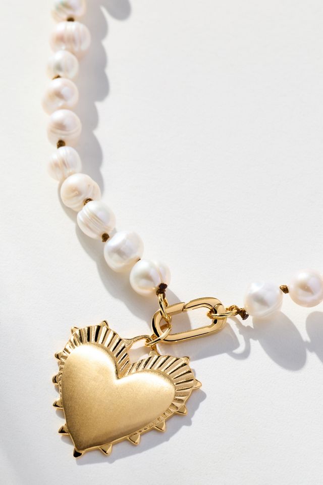 Hart Pearl Heart Charm Necklace | Anthropologie