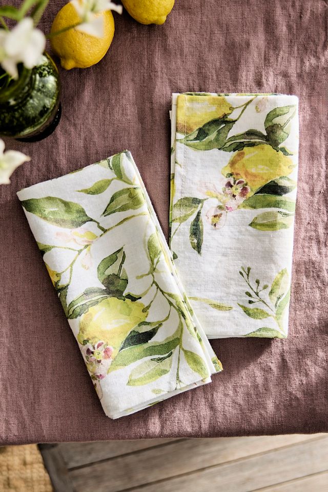 Lemons Linen Napkins, Set of 2 | Anthropologie