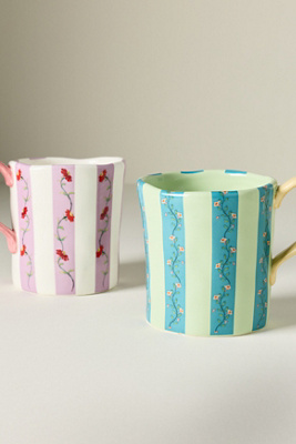 Amma Striped Floral Mug | Anthropologie UK