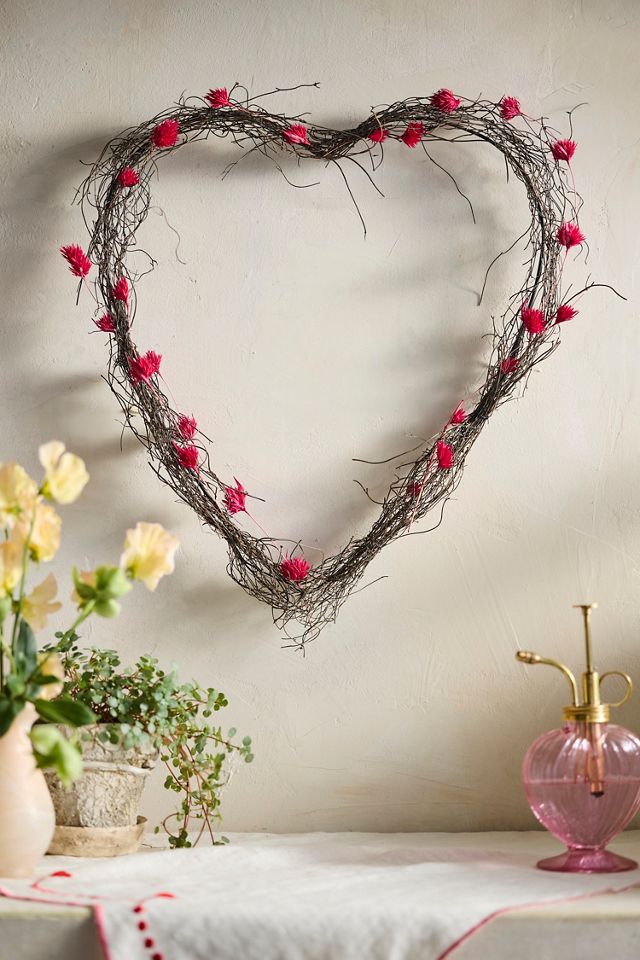 Weeping Bamboo + Vine Heart Wreath | Anthropologie