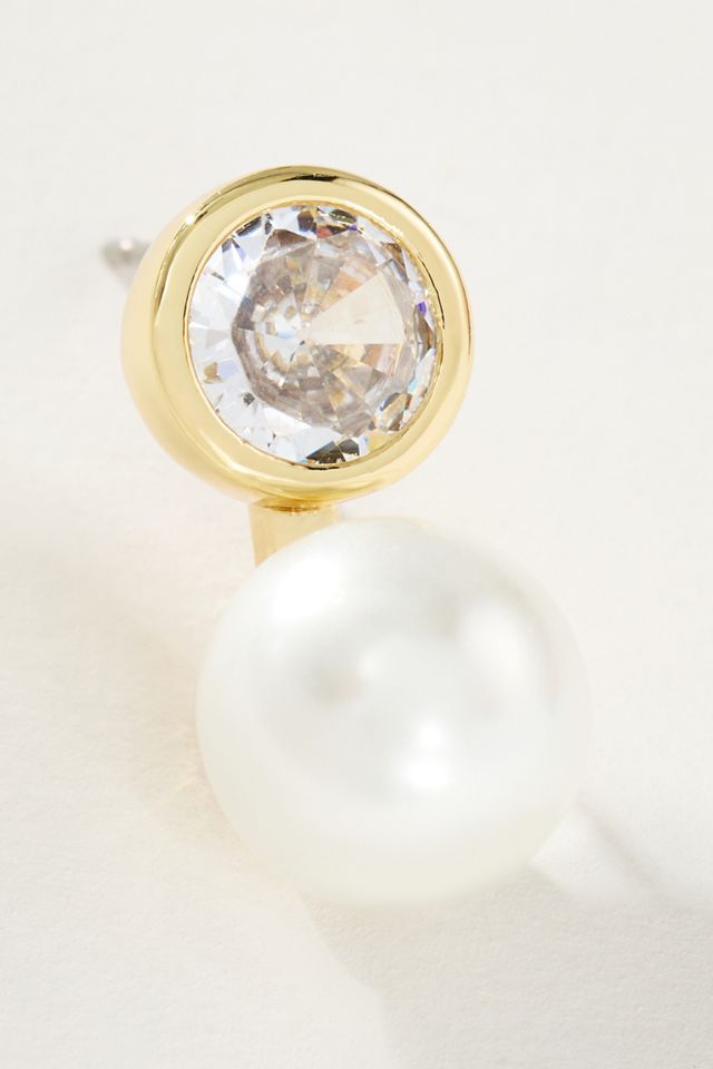 Bezel Crystal Pearl Earrings | Anthropologie