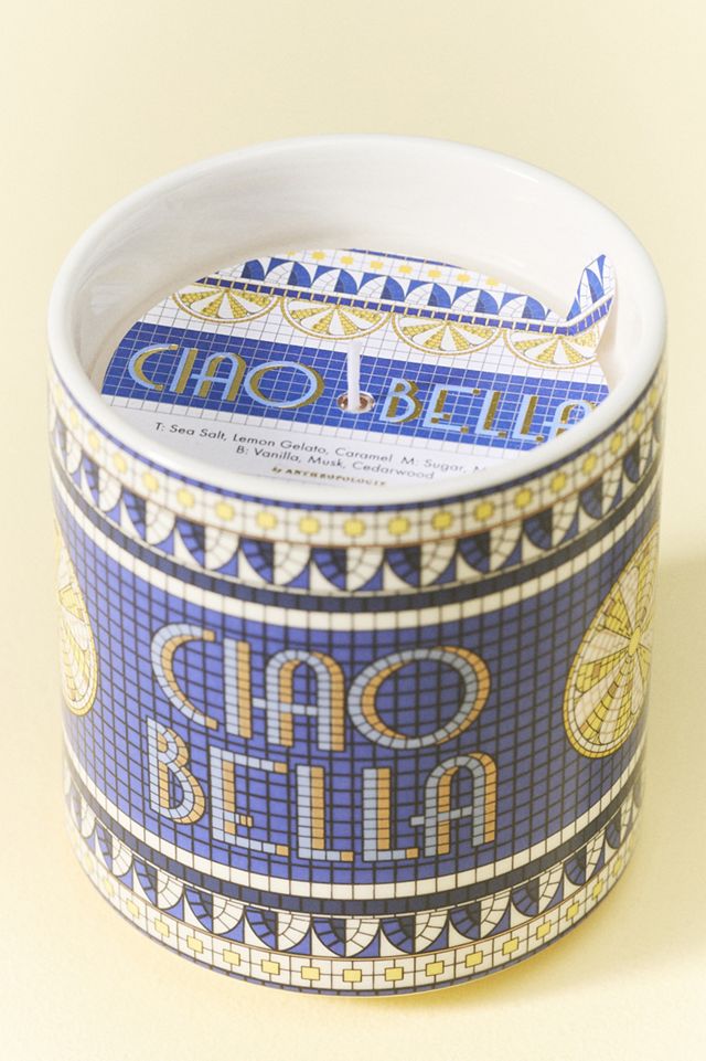 Bistro Tile Gourmand Ciao Bella 24k Gold Accent Italia Ceramic Candle ...