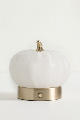 Pumpkin Alabaster Rechargeable Cordless Table Lamp | AnthroHome