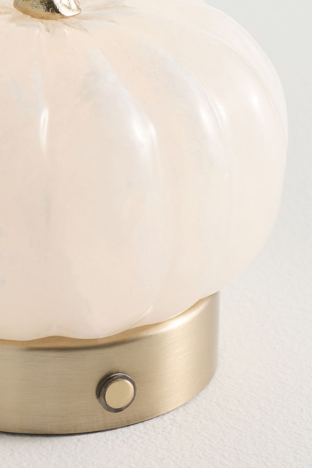 Pumpkin Alabaster Rechargeable Cordless Table Lamp | AnthroHome