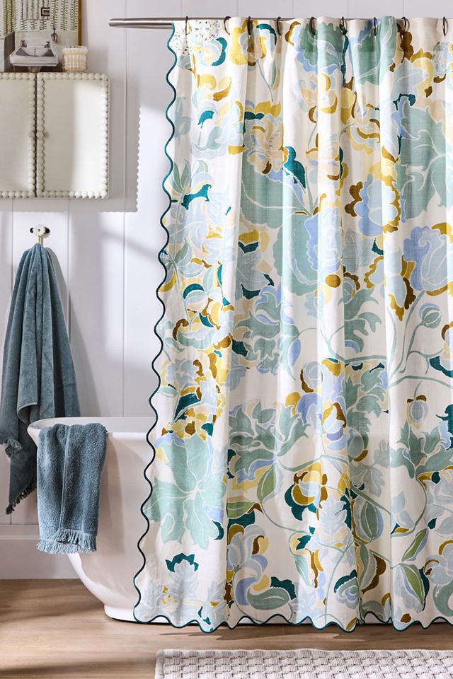 Claire de Quenetain Cotton Floral Scallop Shower Curtain | AnthroHome