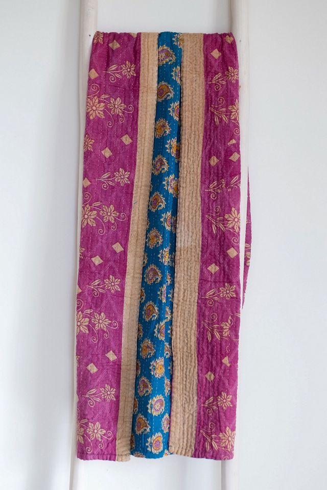 Roan Iris One-of-a-kind Kantha Quilted Throw Blanket No. 07494 | AnthroHome