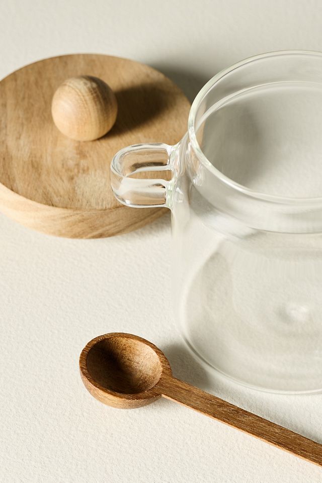 Small Glass Canister with Acacia Lid and Spoon | AnthroHome