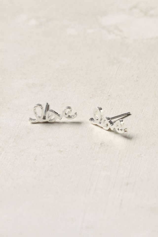 Cursive Love Earrings | Anthropologie