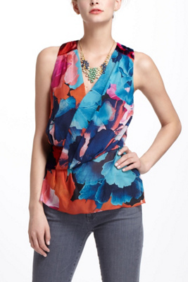 Night Peony Peplum Tank | Anthropologie