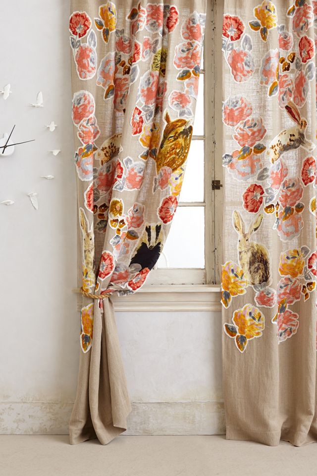 Pixelated Flora Curtain | Anthropologie
