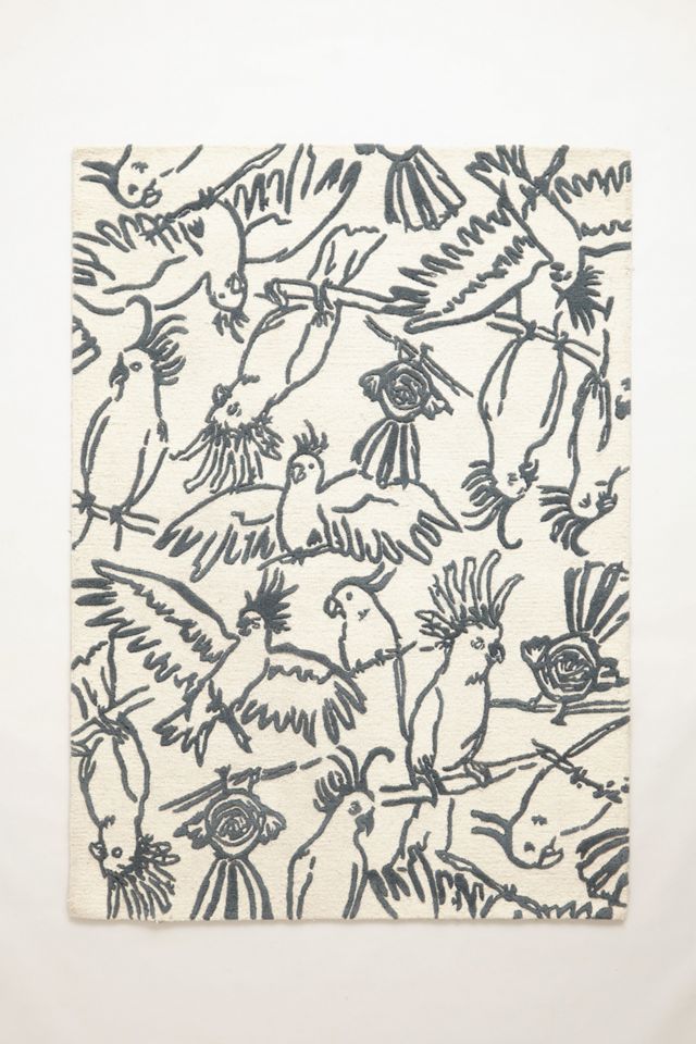 Cockatoo Blueprint Rug | Anthropologie