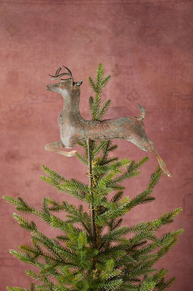 Verdigris Stag Tree Topper | AnthroLiving