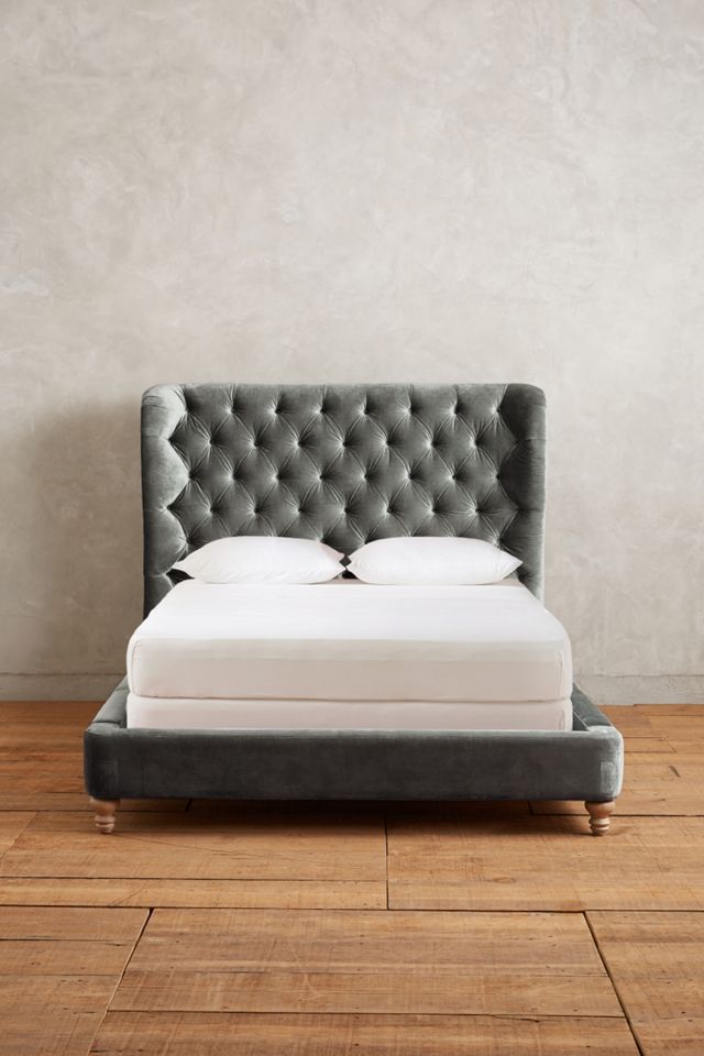 Slub Velvet Tufted Wingback Bed Anthropologie