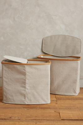 Striped Bamboo Frame Hamper | Anthropologie