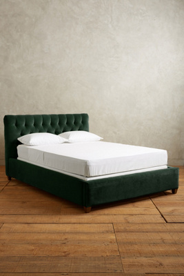 Velvet Tufted Lena Bed | Anthropologie