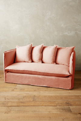 Belgian Linen Carlier Slipcover Settee | AnthroLiving