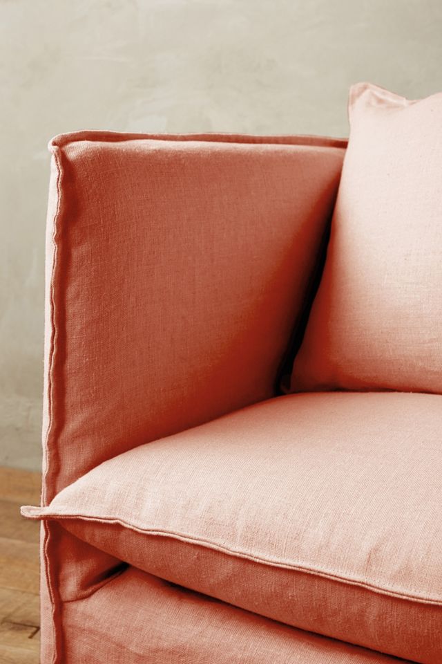 Belgian Linen Carlier Slipcover Settee | AnthroLiving