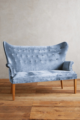 Slub Velvet Wingback Settee | AnthroLiving