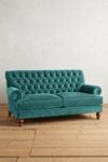 Velvet Fan Pleat Settee | Anthropologie