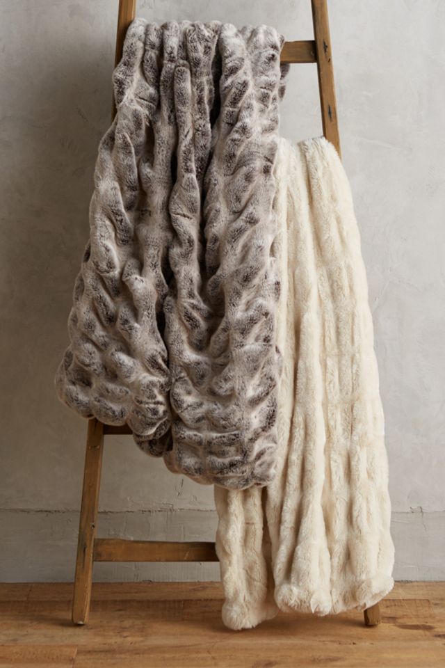 Puffed Faux-Fur Throw | AnthroLiving