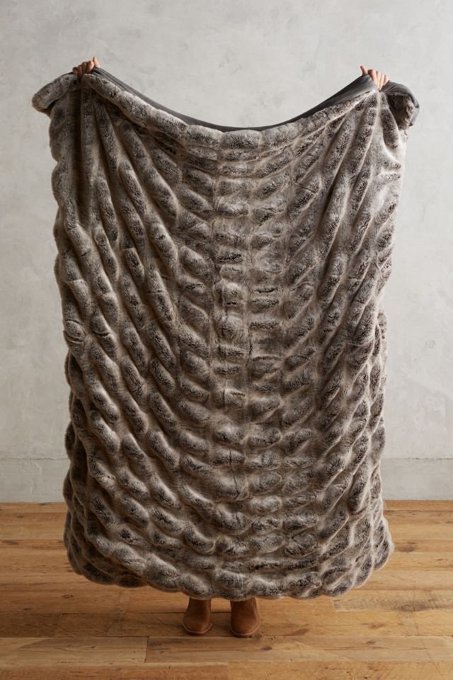 Puffed Faux-Fur Throw | AnthroLiving