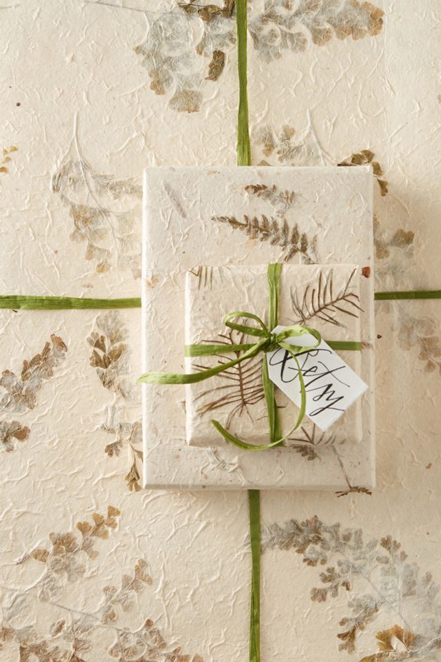 Pressed Foliage Gift Wrap | Anthropologie