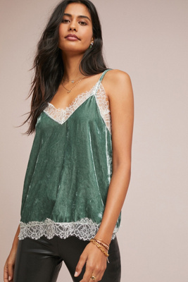 Lace-Trimmed Velvet Cami | Anthropologie