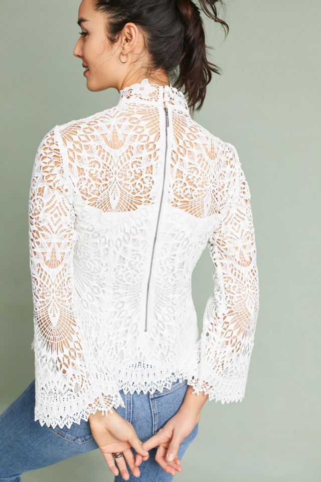 Nanette Lepore High-Neck Lace Blouse | Anthropologie