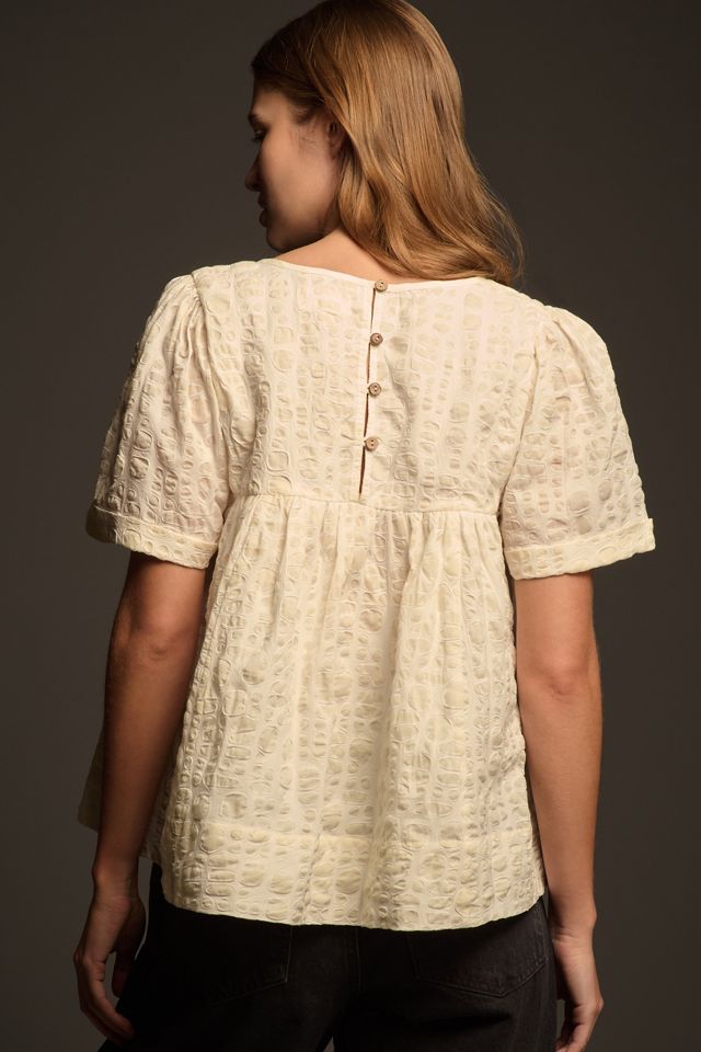 Porridge Short-Sleeve Textured Swing Top | Anthropologie