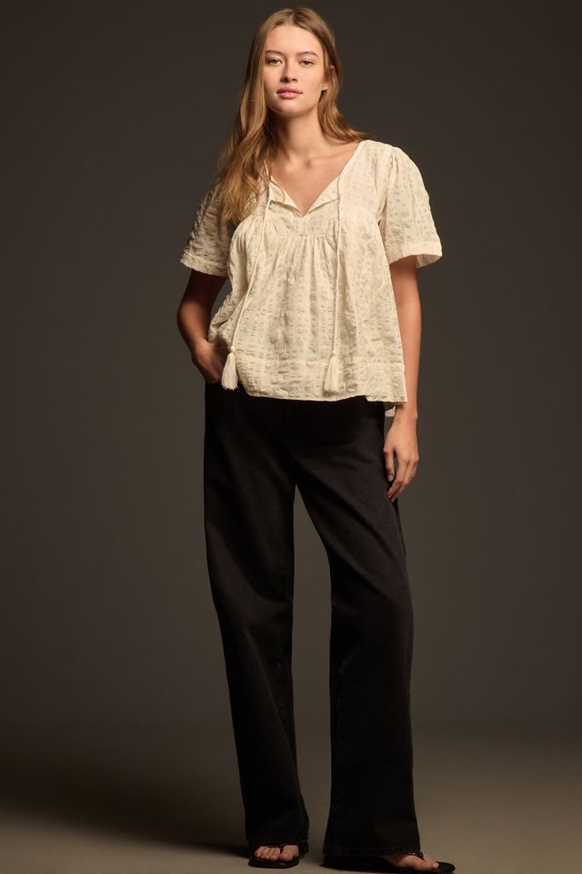 Porridge Short-Sleeve Textured Swing Top | Anthropologie