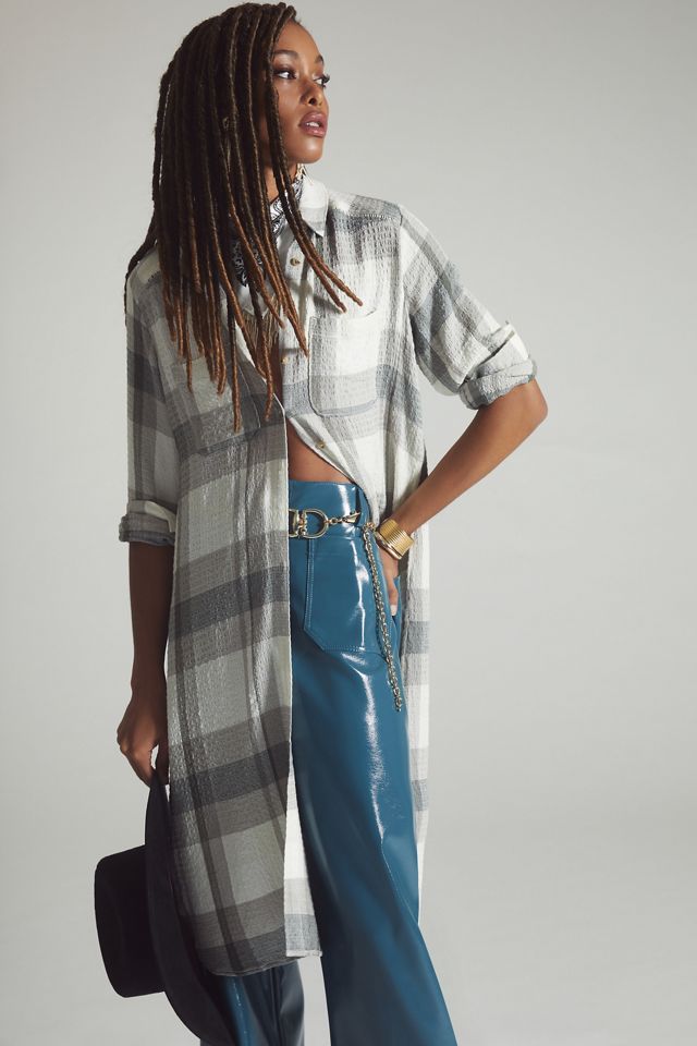 Pilcro Longline Plaid Buttondown | Anthropologie
