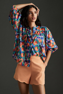 Grace Poole for Anthropologie Printed Blouse | Anthropologie