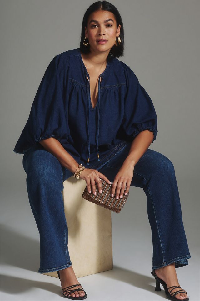 Pilcro Chambray Peasant Blouse | Anthropologie